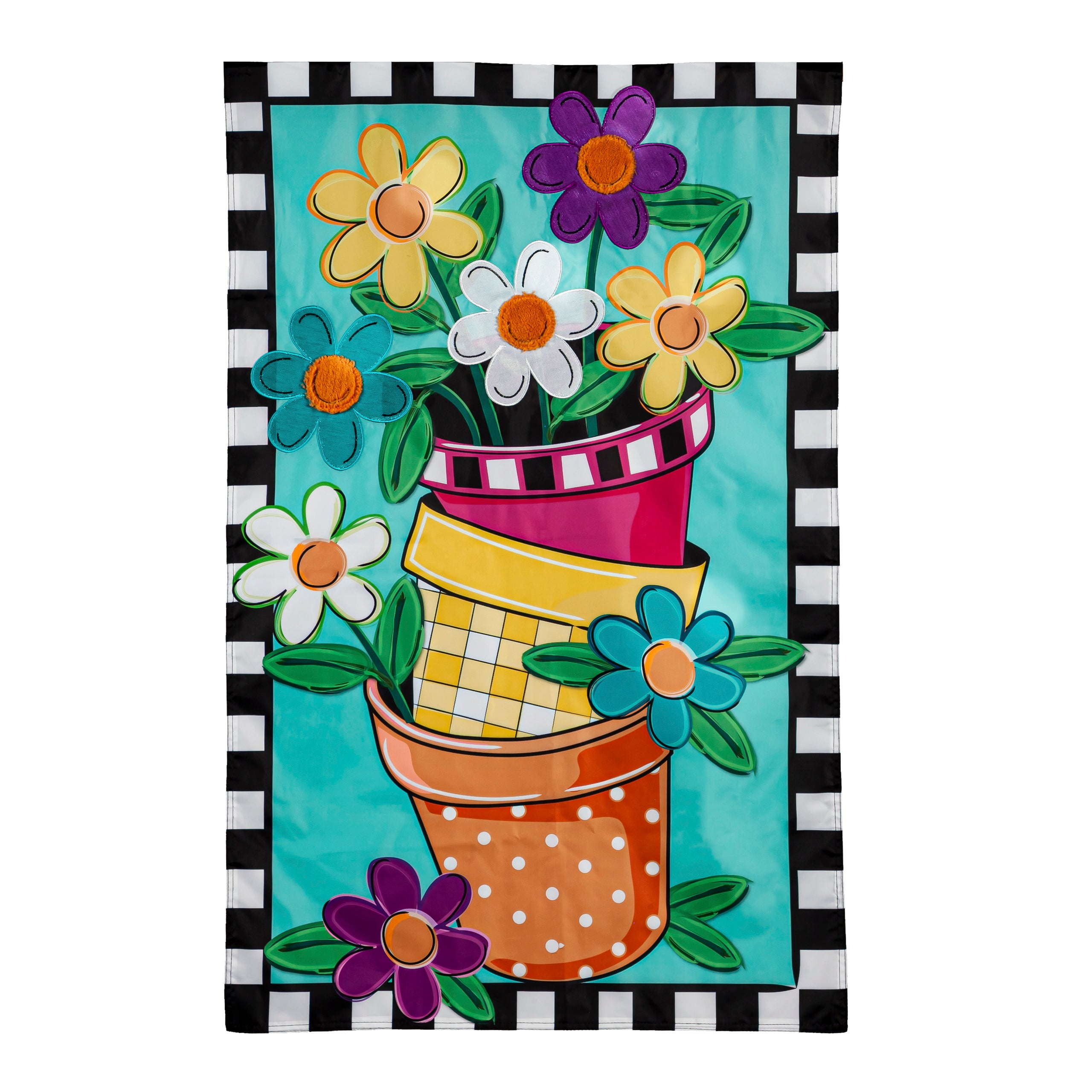 STACKED SPRING FLOWER POTS FLAG #159455 | IN THE WIND
